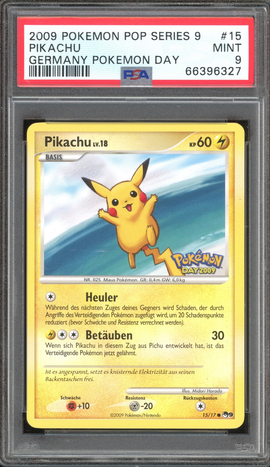 2009 Pokemon Pikachu POP Series 9 Germany P.M. Day #15 PSA 9 Mint | eBay