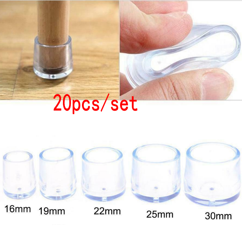 20pcs Silicone Chair Leg Caps Covers Furniture Table Feet Pads Floor ...