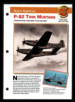 "P-82 TWIN MUSTANG" Aircraft of World Spec Sheet Warplane 50s 60s 70s 4 ...