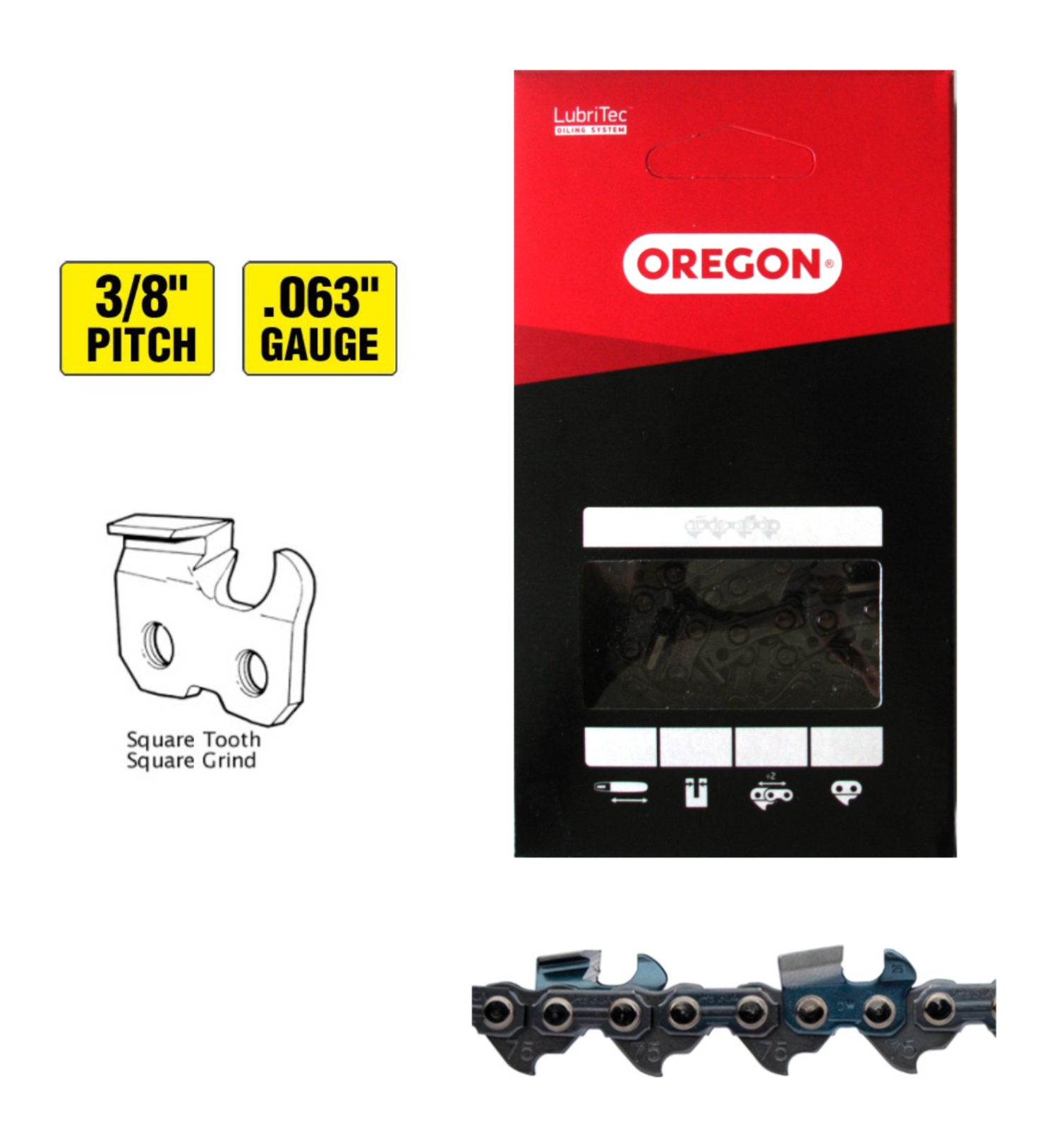 Square Ground Chisel Chain for Stihl 24" 3/8-.063-84 DL, Oregon ...