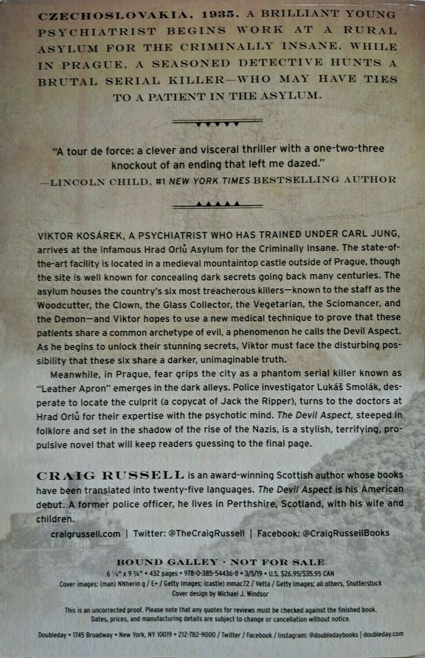 NEW ARC THE DEVIL ASPECT by Craig Russell Fabel Thrillers Advance Copy ...