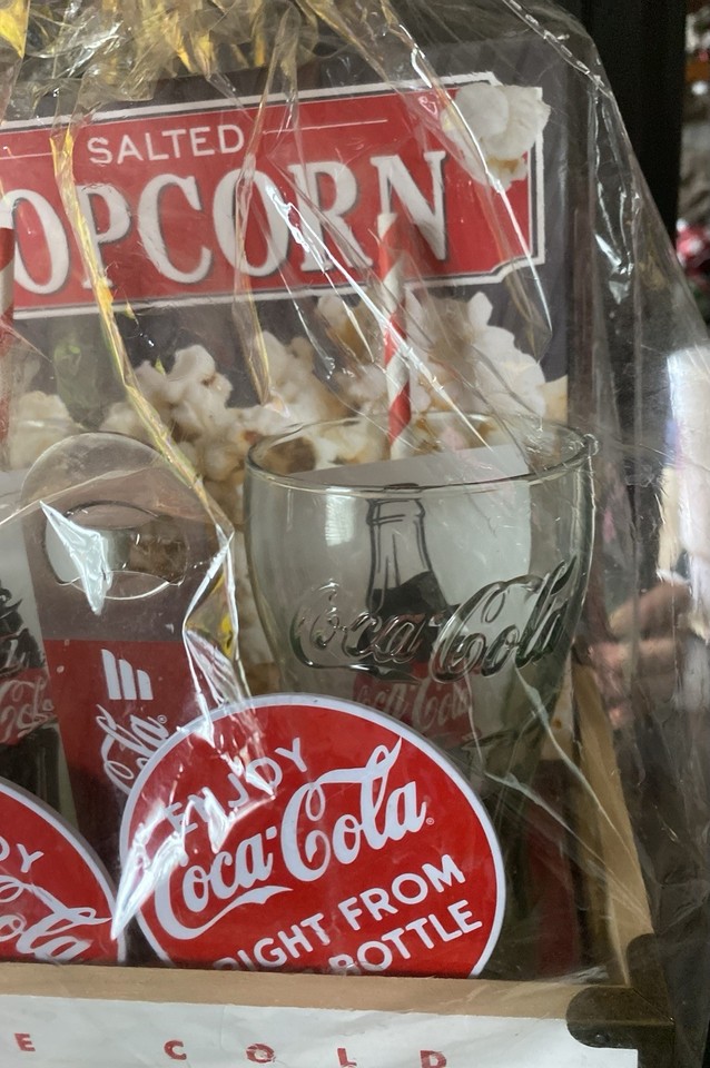 Coca-Cola GIFT SET Glasses Coasters Wood Crate Straws Bottle Opener ...