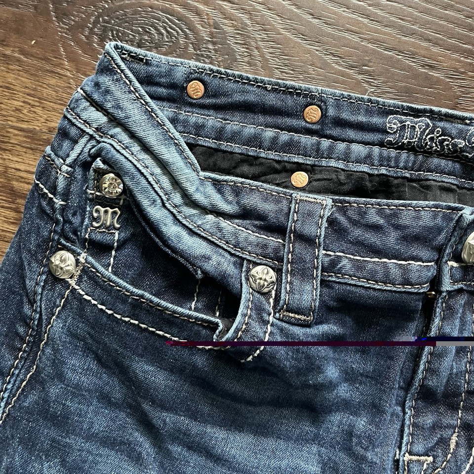 Miss Me Low Rise Y2K Style Bling Beaded Studded Denim Jeans Size 29 X ...