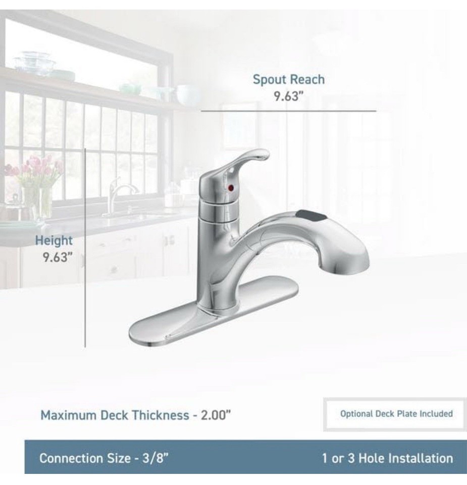 Moen Renzo Chrome Single Handle Pull-out Kitchen Faucet- CA87316C OPEN ...