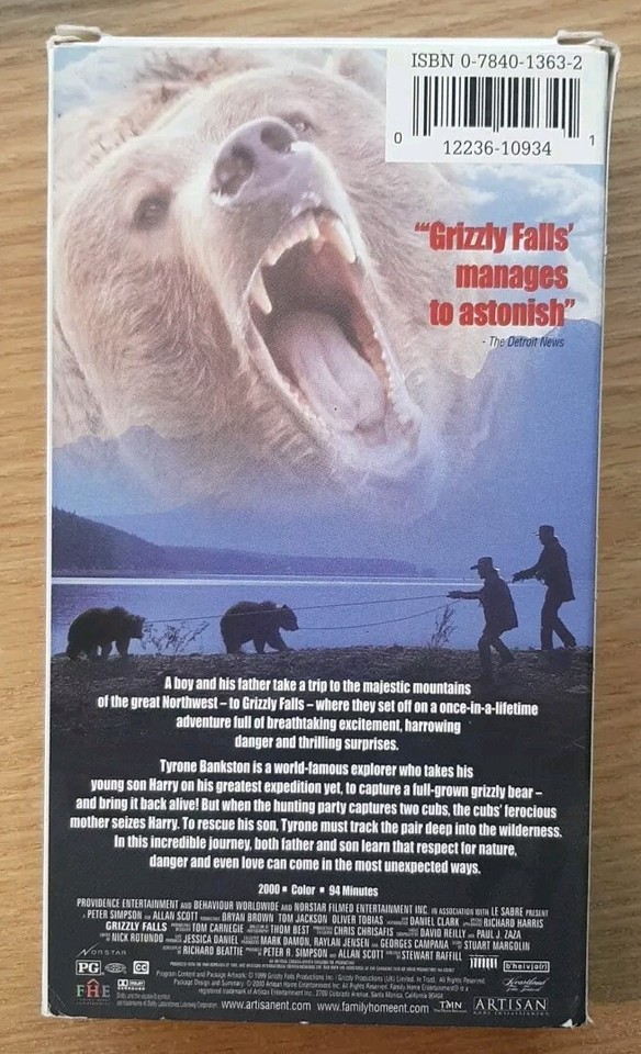 2000 GRIZZLY FALLS VHS BRYAN BROWN TOM JACKSON FAMILY HOME ...