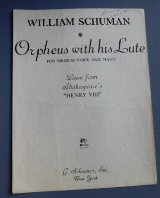 Orpheus With His Lute: from Shakespeare "Henry VIII" - William Schuman ...