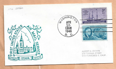 FIRST FLIGHT WASHINGTON DC TO OTTAWA CANADA APR 15,1946 BROWN | eBay