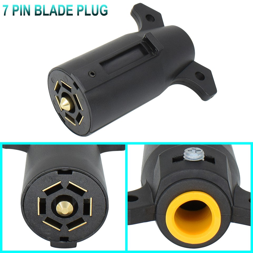 7 way Trailer End Round RV Style Light Plug Blade Pin Tow Accessories ...