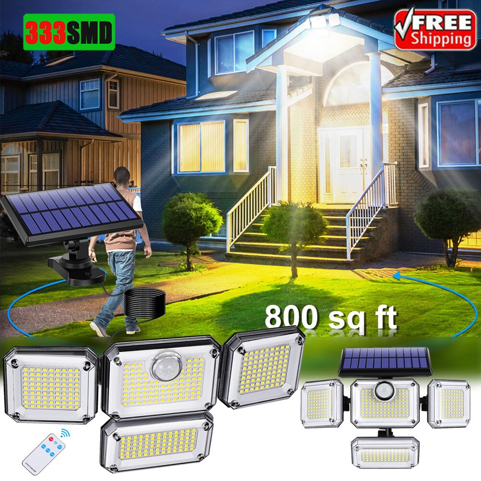 3000LM 333 LED Solar Lights Outdoor Waterproof Motion Sensor Security ...