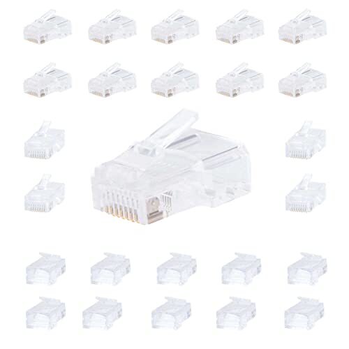 Cat5e RJ45 Ends UTP Connector Network Crimp Plug for Solid Strand Cable ...