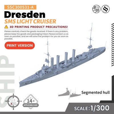 Battleship Unpainted 1/300 Military Model Kit SMS Dresden Light Cruiser ...