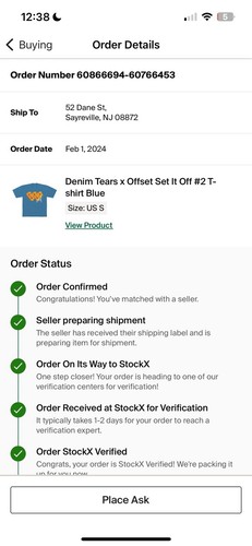 OFFSET x Denim Tears Tee #4 Blue Small | eBay