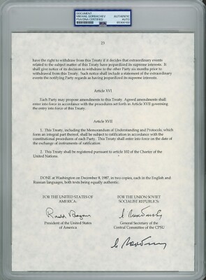 MIKHAIL GORBACHEV SIGNED 1987 TREATY DOCUMENT PSA DNA 85300100 RARE | eBay