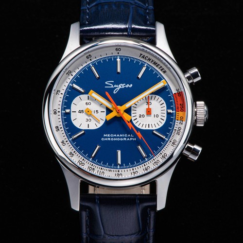 Sugess Chrono Heritage SWAN NECK Blue Dial Chrono Watch SEAGULL 1963 ...
