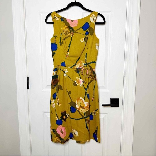 Vtg B. Altman & Co. 50s/60s Sheath Midi Dress Mustard Yellow Floral ...
