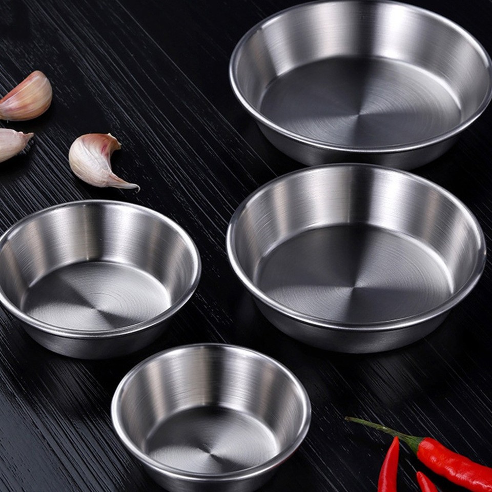 4 Pcs Sauce Dish Dipping Bowls Appetizer Plates Stainless Steel Dishes ...