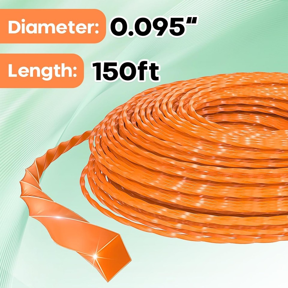 String Trimmer Line .095", 150 Feet Weed Eater String, Twisted 095 ...
