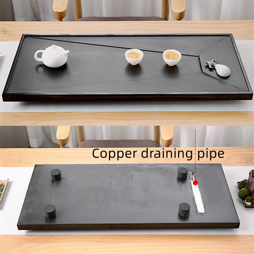 tea tray water draining weighted black stone tea table invisible outlet ...