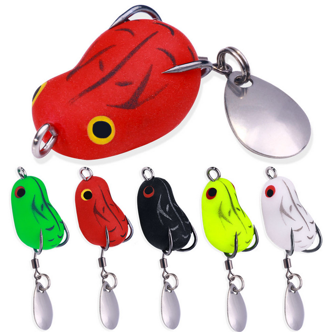 5PCS/Lot Frog Topwater Soft Pastic Fishing Lures Spinner Spoon Bass ...