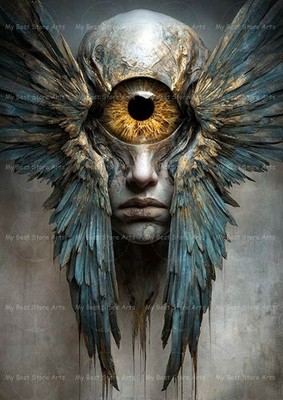 SURREAL SERAPHIM EYE ANGEL ART PRINT, Gothic Fantasy Decor, Dark Sci Fi ...