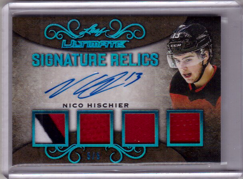 NICO HISCHIER 17/18 Leaf Ultimate Rookie Signature Relics Patch #5/5 ...