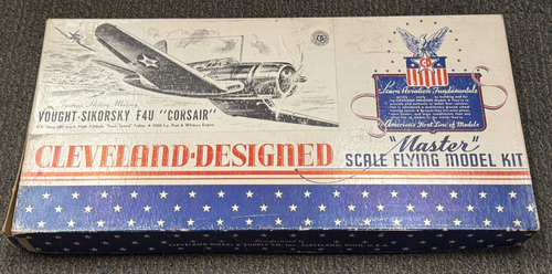 New in Box Vintage Cleveland F4U F-4U Corsair Balsa Wood Model Airplane ...
