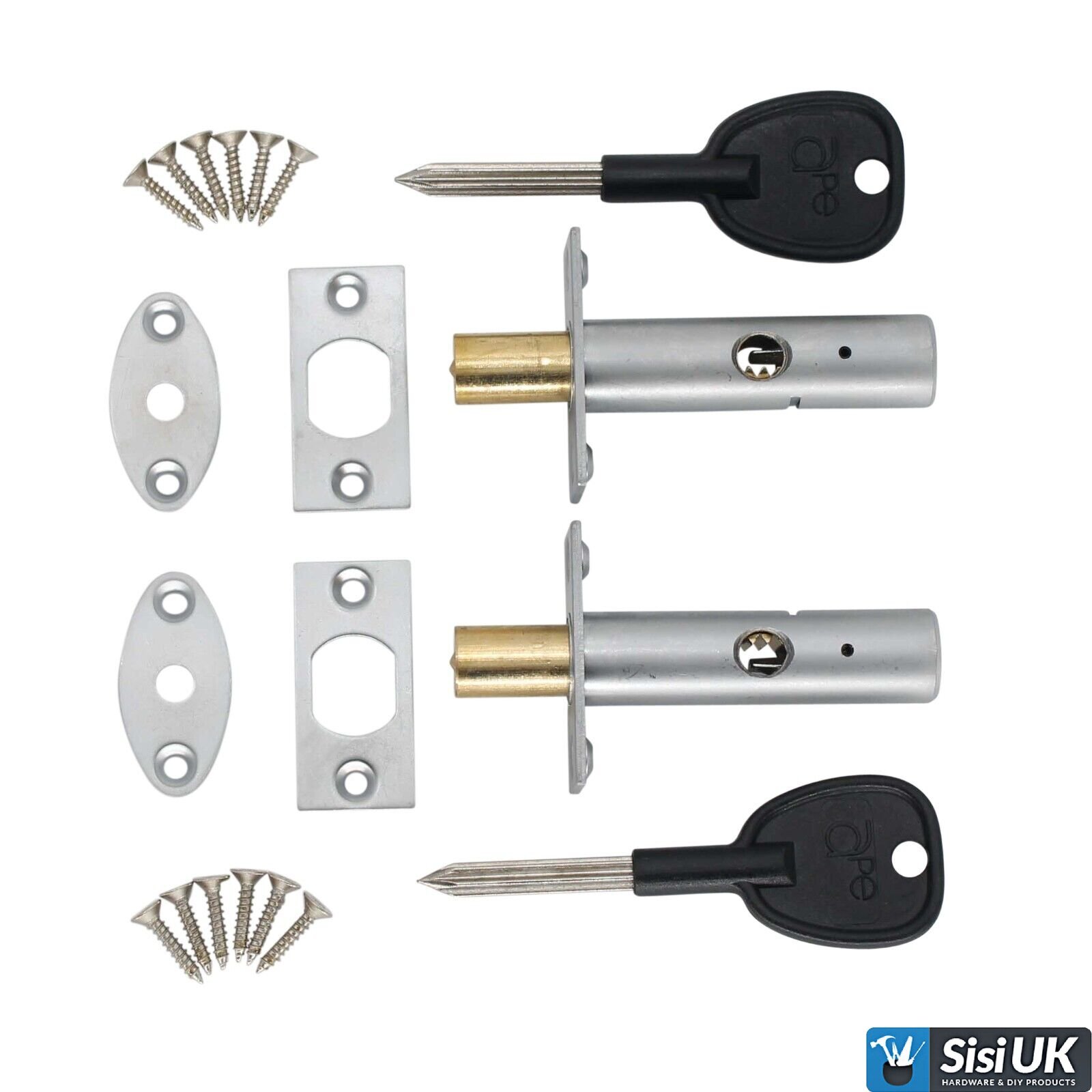 Door Rack Bolt Pack of 2 Bolts + 2 Keys 2 Finishes 61mm Dead Bolt Lock ...