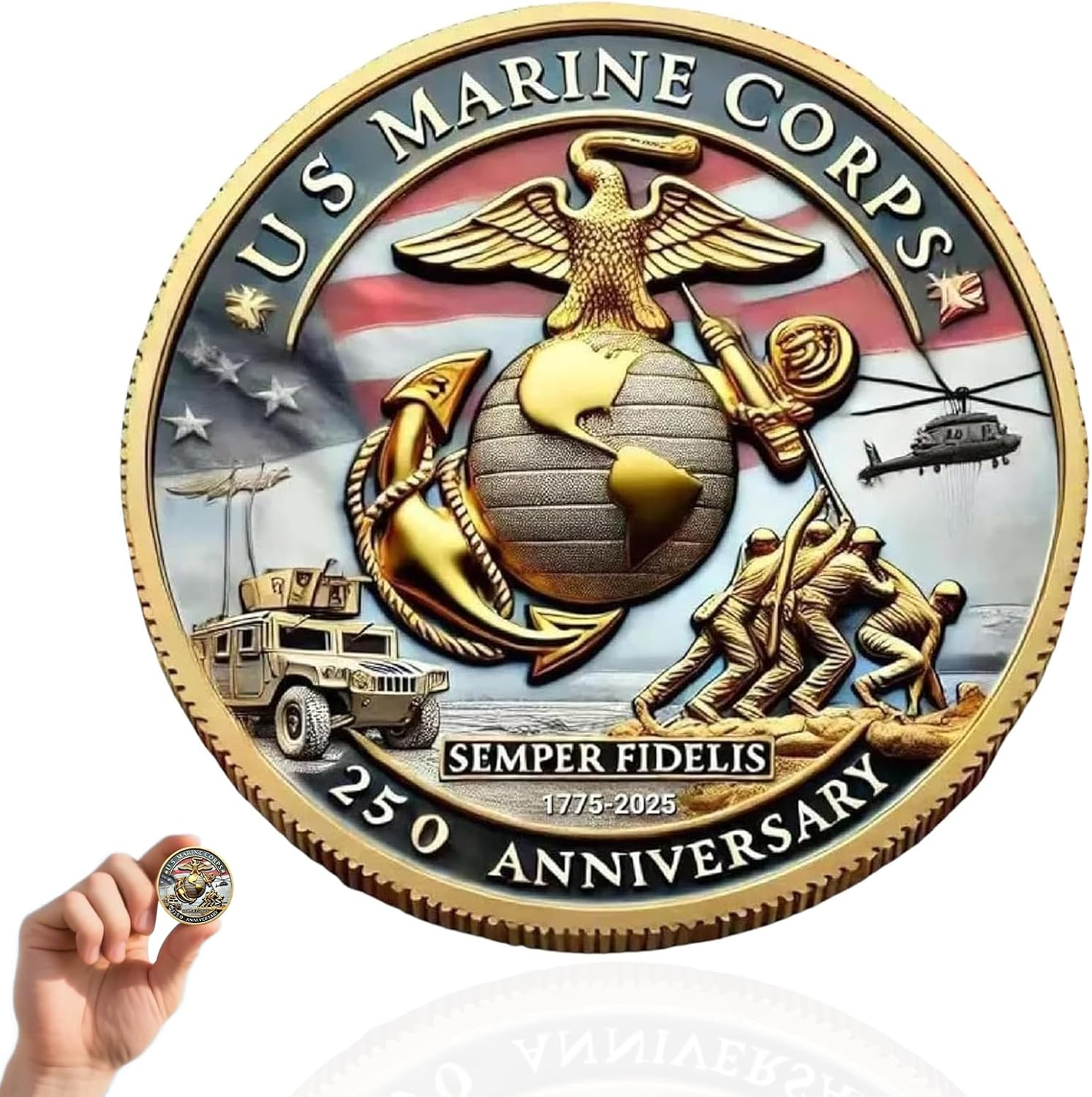 Double-Sided USMC 250th Anniversary Challenge Coin 1.57in Marine Corps ...