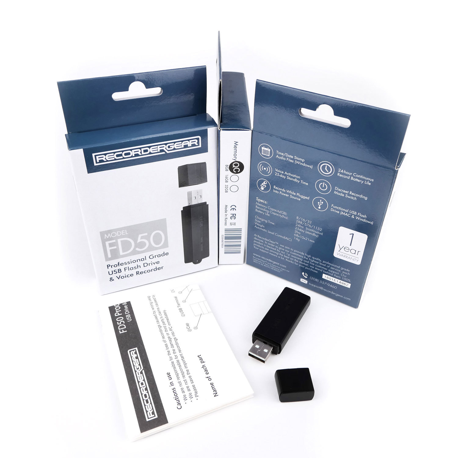 RecorderGear FD50 Professional USB Voice Activated Flash Drive Recorder ...