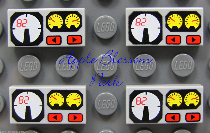 NEW 4 Lego 1x2 Gray Decorated FLAT TILE w/Engine Gauge/Dial Dashboard ...
