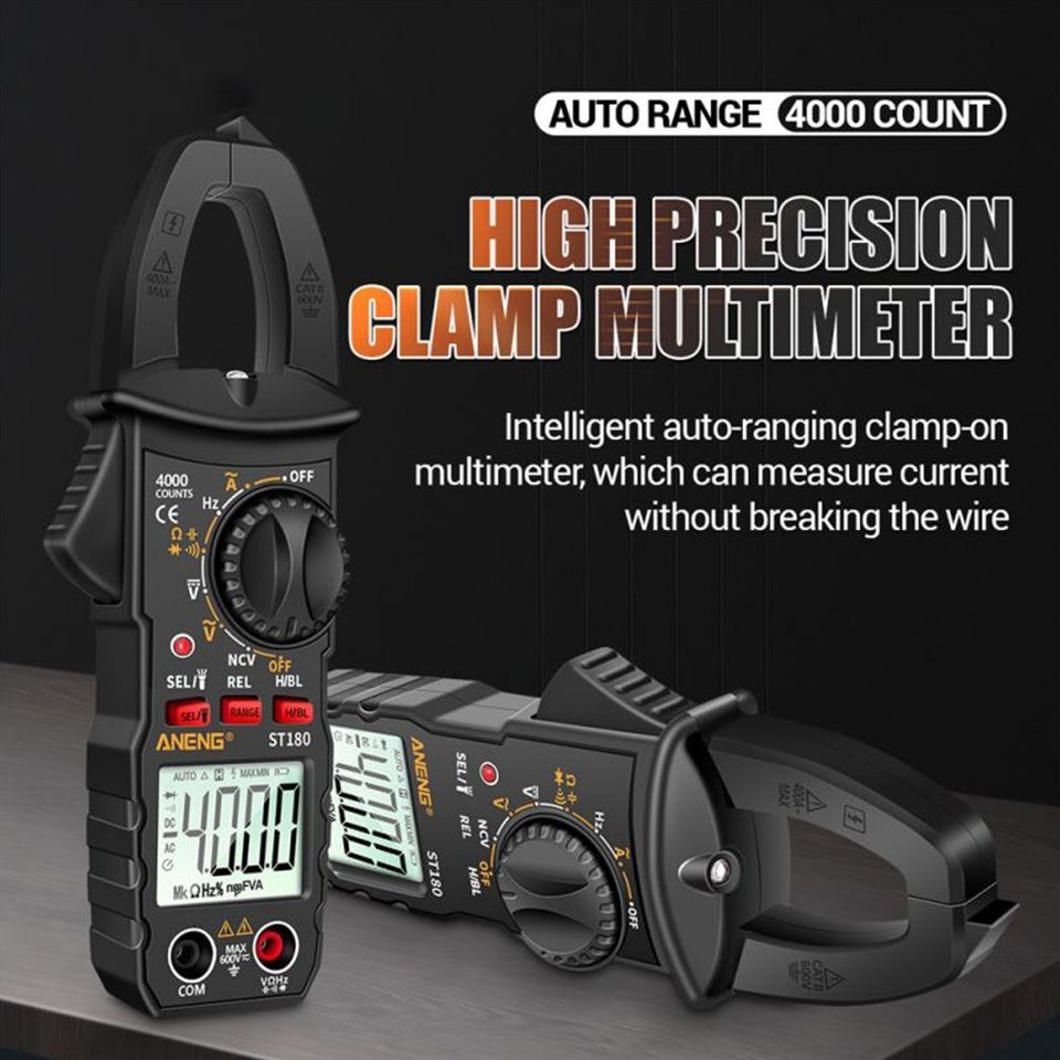 Digital Multimeter Clamp Meter 4000 Counts AC Volt Amp Ohmmeter Tester ...