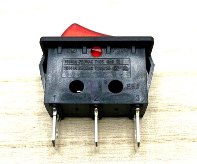 Red light rocker switch 3-pin 16(4)A 250VAC T105/55 20(8)A 125/250VAC ...