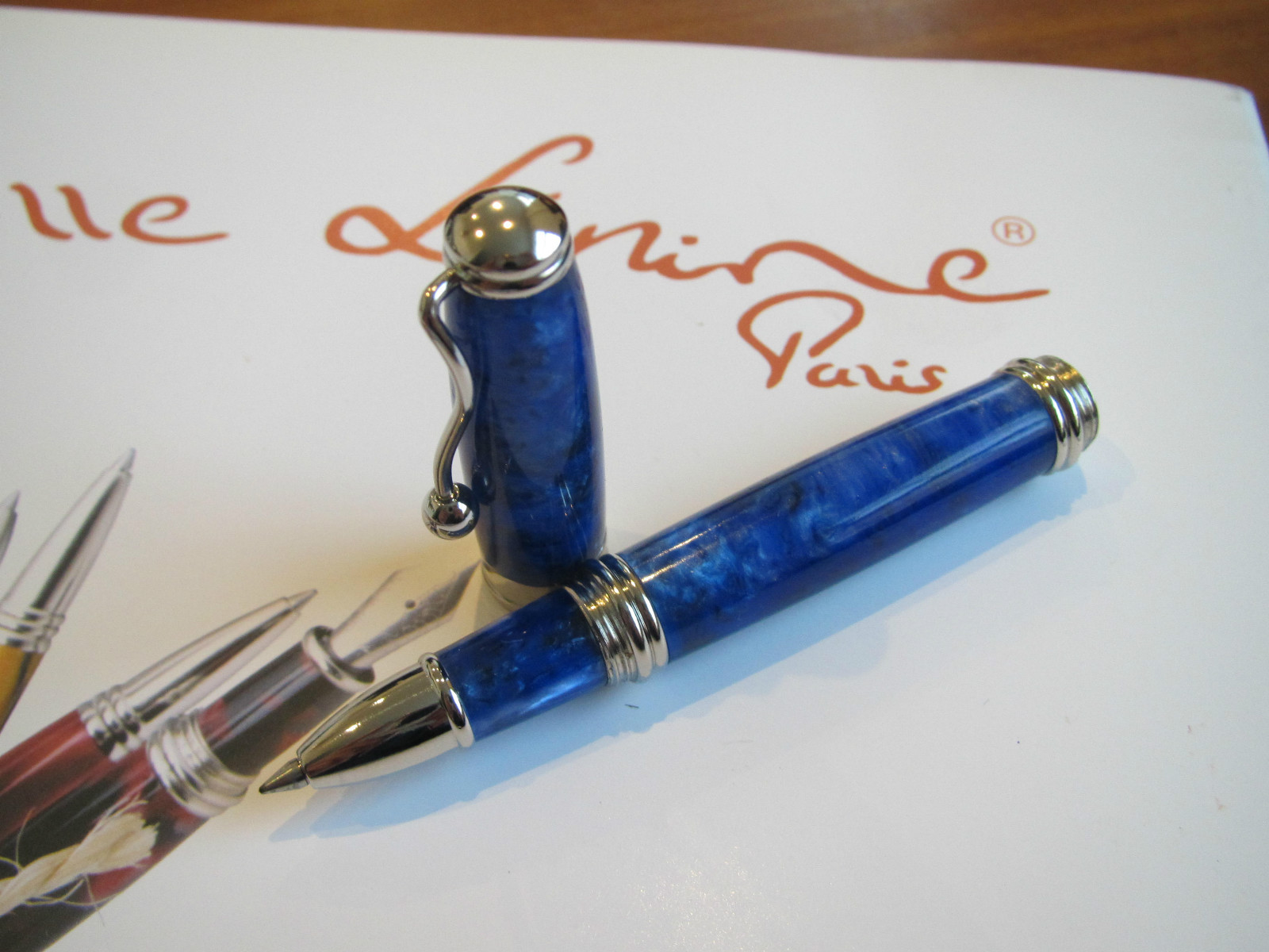 Jean-Pierre Lepine Indigo IN41RS blue marble resin Rollerball pen MIB ...