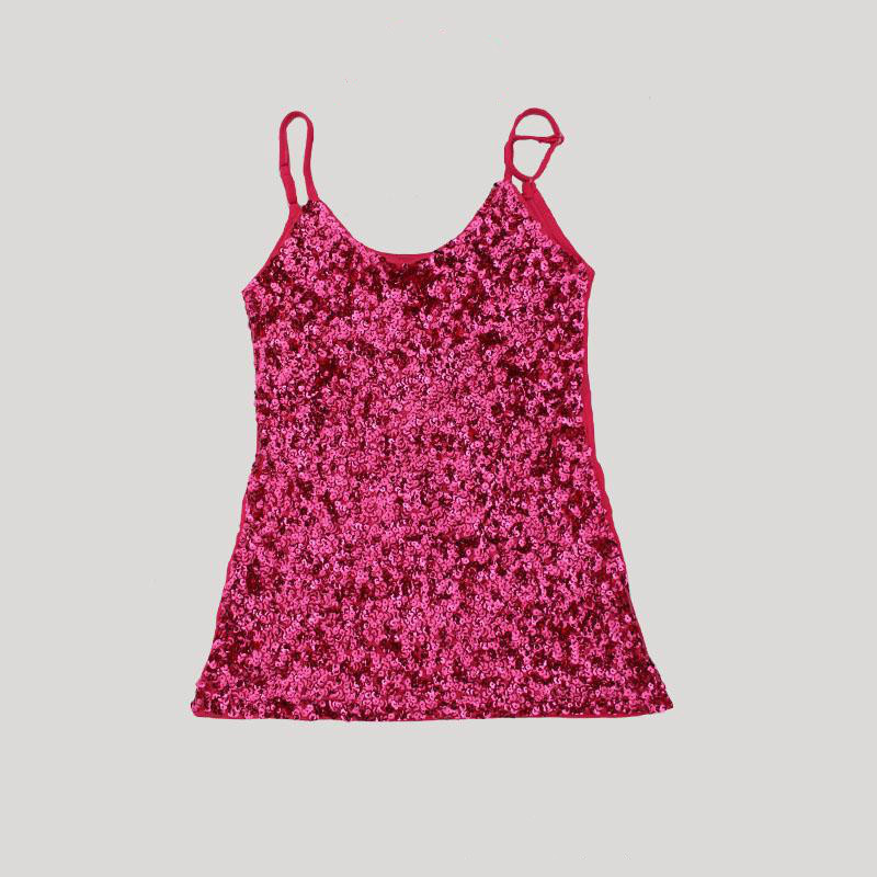 Lady Sequins Strap Vest Glitter Camisole Shiny Sleeveless Shirt Tops ...