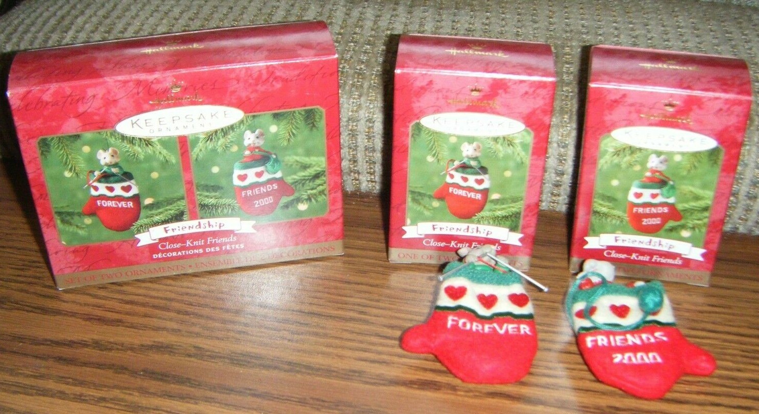 2000 CLOSE KNIT FRIENDS SET OF 2 ORNAMENTS Hallmark Friendship in Good ...