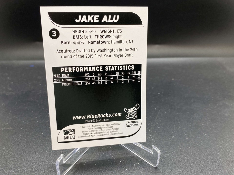 Jake Alu 2021 Choice NNO Wilmington Blue Rocks Nationals | eBay