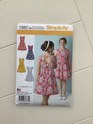 Simplicity 1382 Sz 8-16 1/2 Girls Dress Cut-out Open Back Heart ...