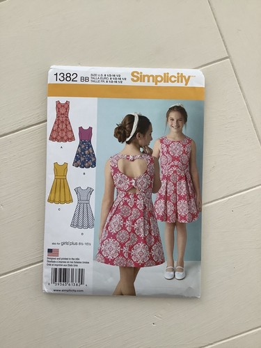 Simplicity 1382 Sz 8-16 1/2 Girls Dress Cut-out Open Back Heart ...