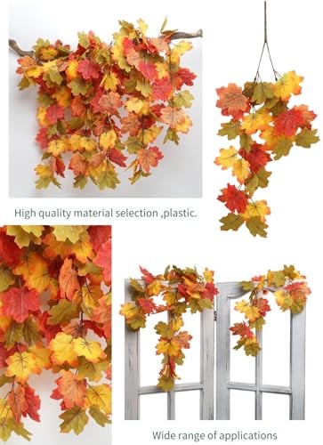 Artificial Maple Leaves Hanging Plants Fall Leaf Vines 4 Pack, Mix ...