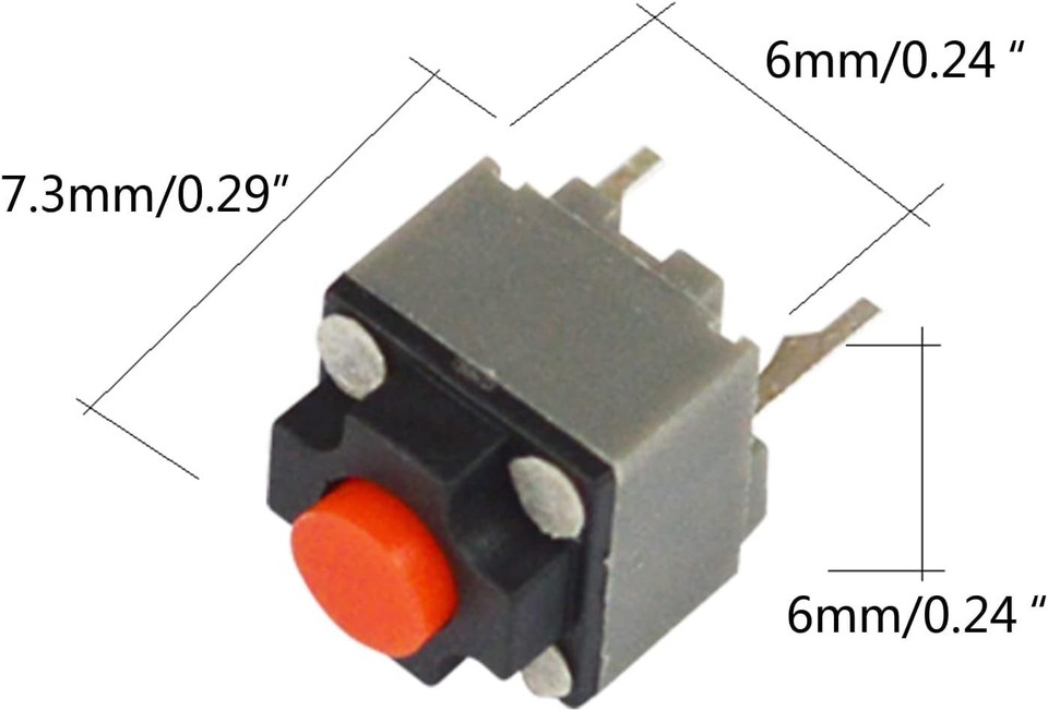 5 Pcs Mute Button 6x6x7.3mm Square Switch Silent Switch Button Micro 10 ...