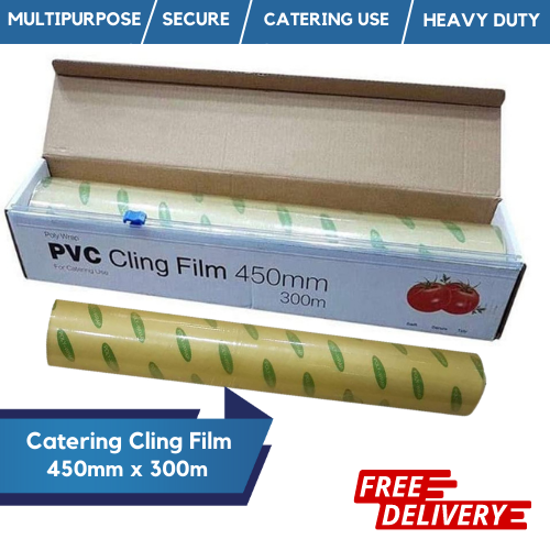 Catering Cling Film "Poly Wrap" Kitchen Cling Film 450mm x 300m Plastic ...