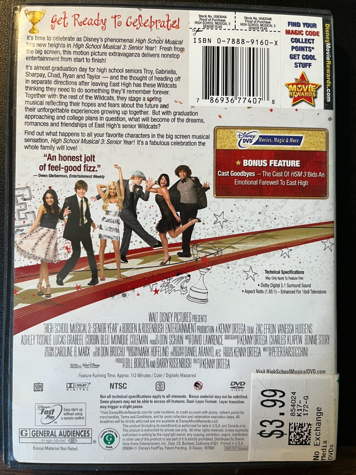 High School Musical 3: Senior Year (DVD, 2008) Zac Efron Walt Disney ...