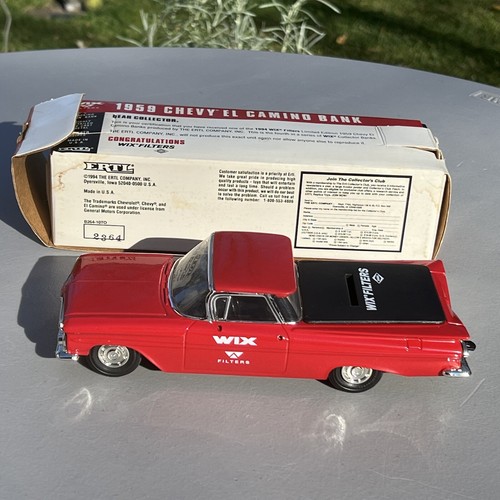 ERTL Wix Filters Ltd Edition 1959 Chevy El Camino Bank 1:25 Red Diecast ...