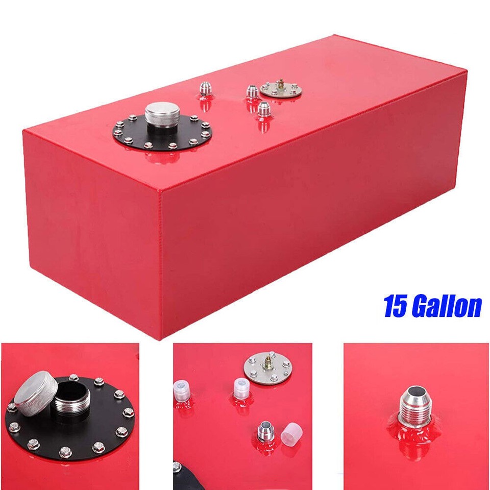 15 Gallon 60L Fuel Tank Aluminum Race Fuel Cell Gas Tank w/ Cap & Level ...