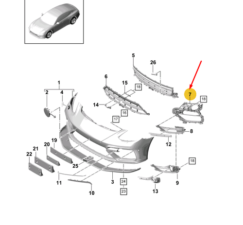 Porsche Panamera 971 Frontstoßstange links Kühlergrill 971807681AOK1 ...