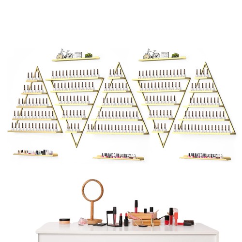 5PCS/Set Wall-Mounted 5-Tier Triangular Metal Cosmetic Display Storage ...