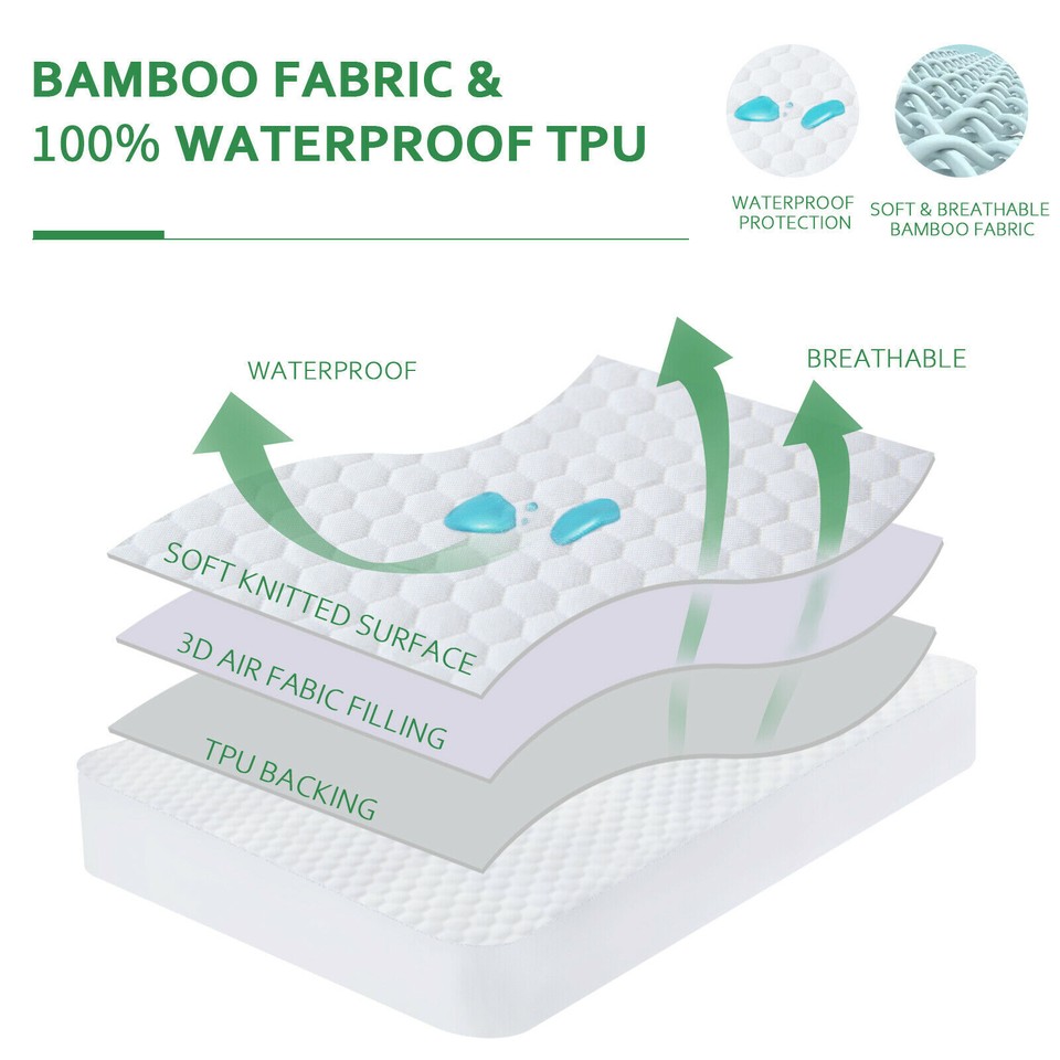 Bamboo Waterproof Mattress Protector Breathable 3D Air Mattress Cover ...