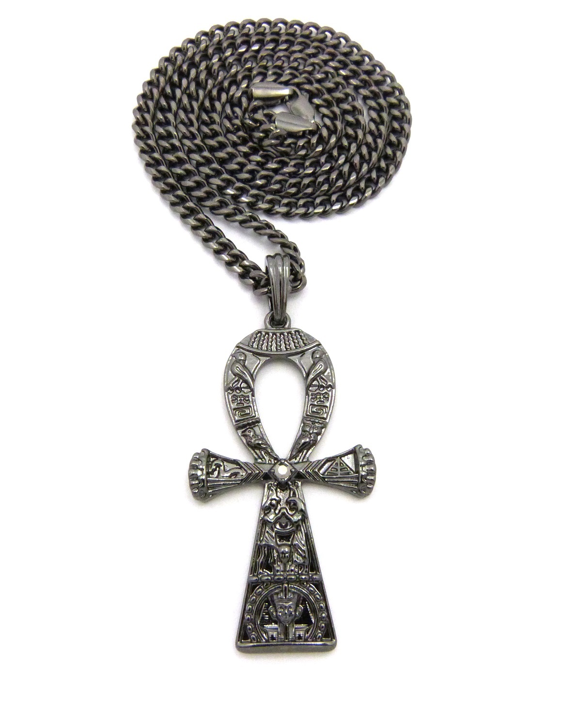 New Egyptian Ankh Cross Pendant & 24" Box/Cuban Chain Hip Hop Necklace ...