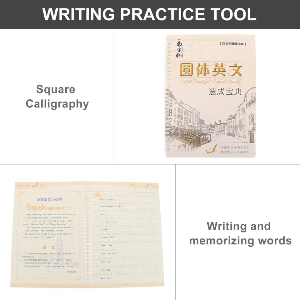 2 Pcs Calligraphy Paper Pad English Writing Practice Book Copperplate ...
