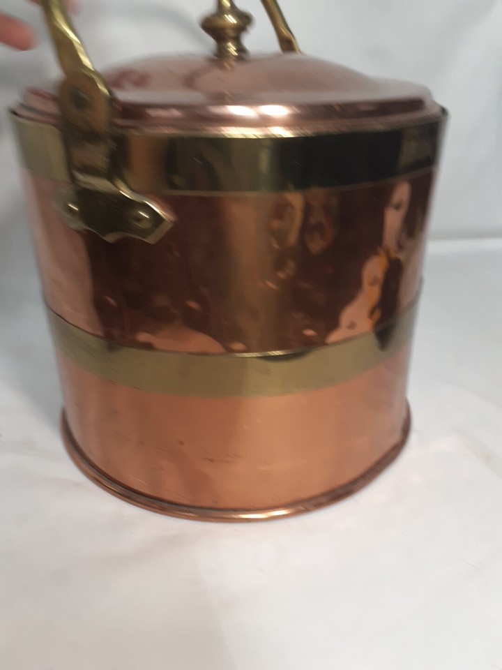 Vtg Pyrex Glass Lined Copper Ice Bucket 2 Qt. Handmade Hampton Virginia ...